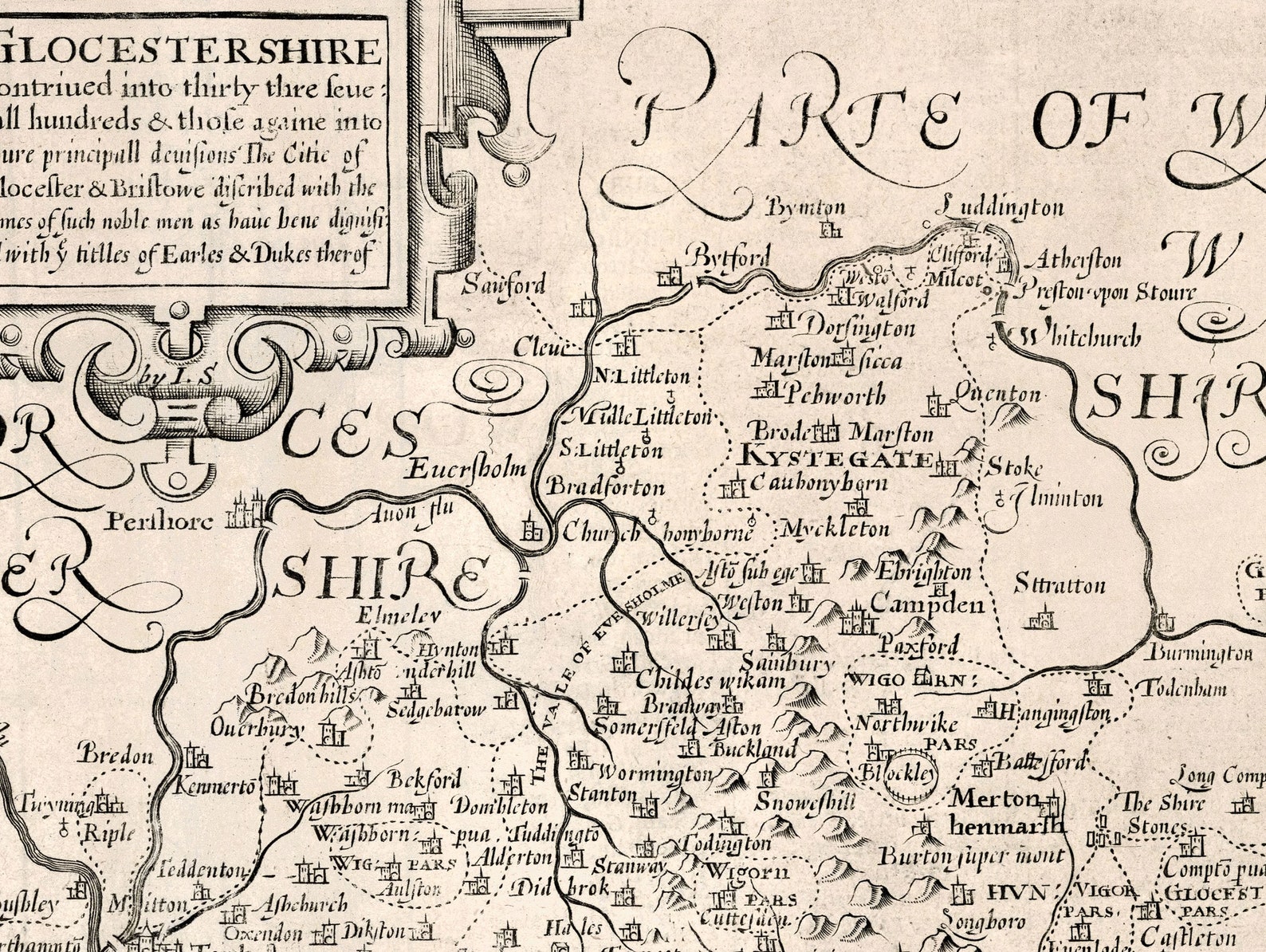 Old Map of Gloucestershire, 1611 by John Speed - Bristol, Cheltenham ...