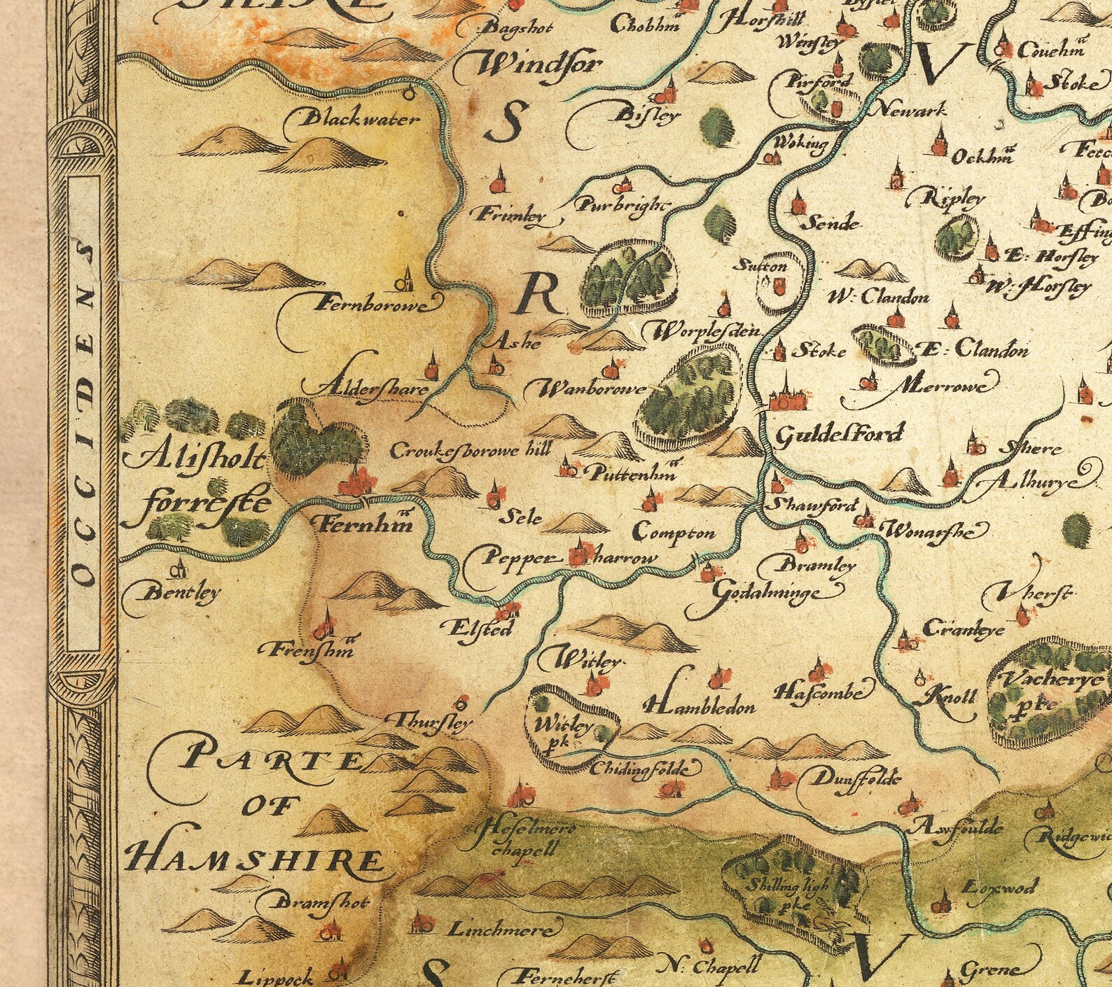 Old Map of Southeast England in 1575 London Kent Sussex | Etsy UK