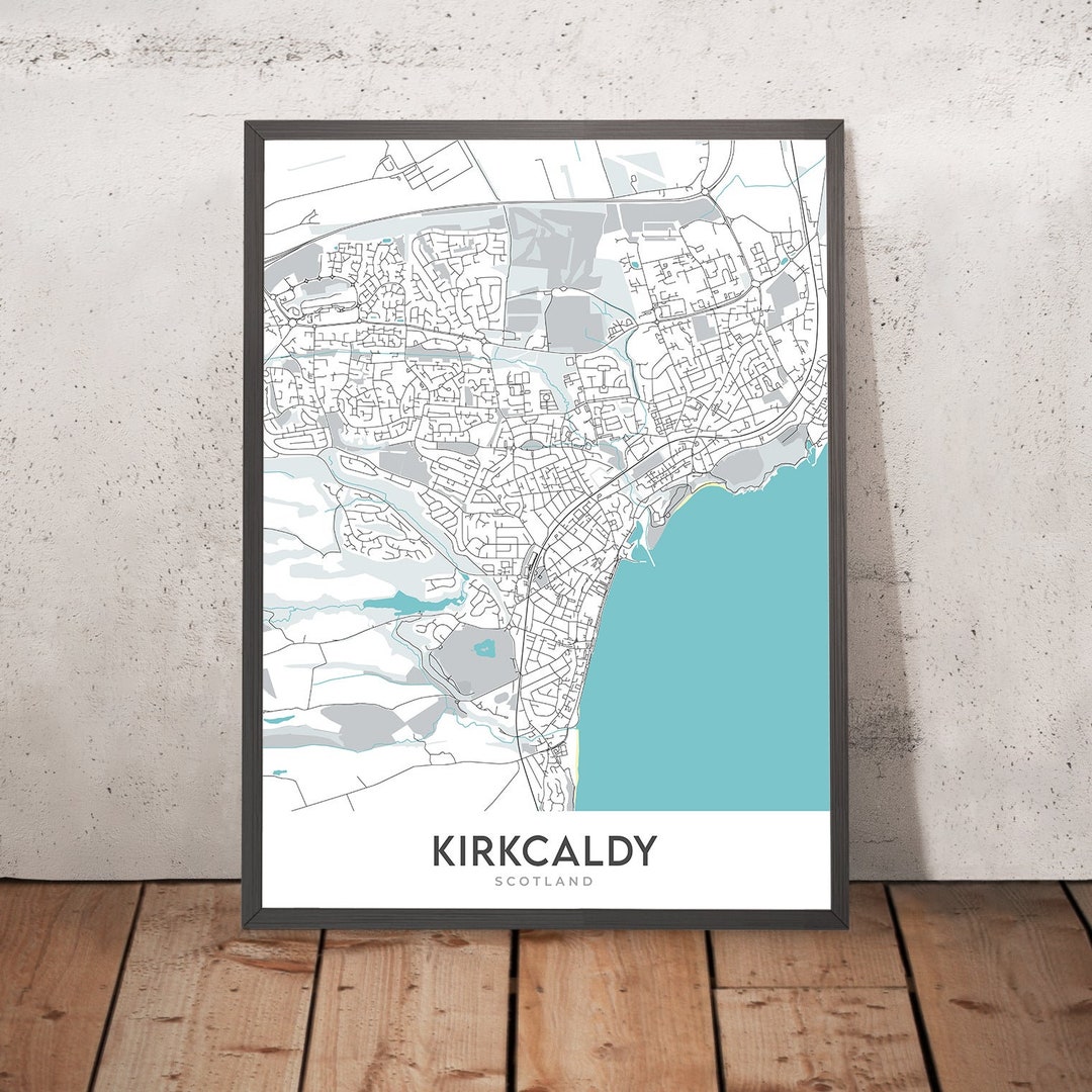 Modern Town Map of Kirkcaldy, Scotland: Ravenscraig Castle, Beveridge ...