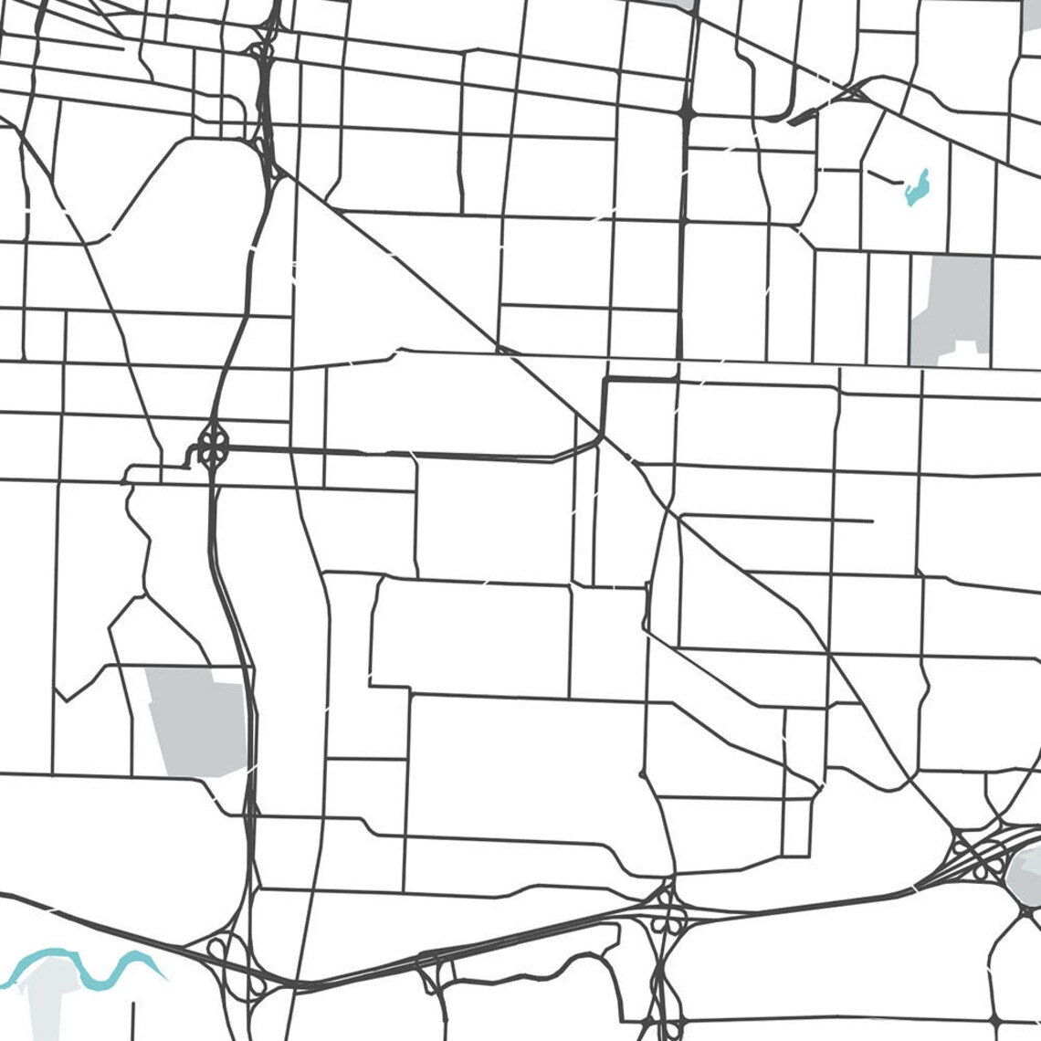 Modern City Map of Memphis, TN: Downtown, Graceland, Fedex Forum, I-40 ...