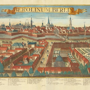 Ancient Map of Berlin, 1760 by Balthasar Probst - Old Panoramic Chart ...