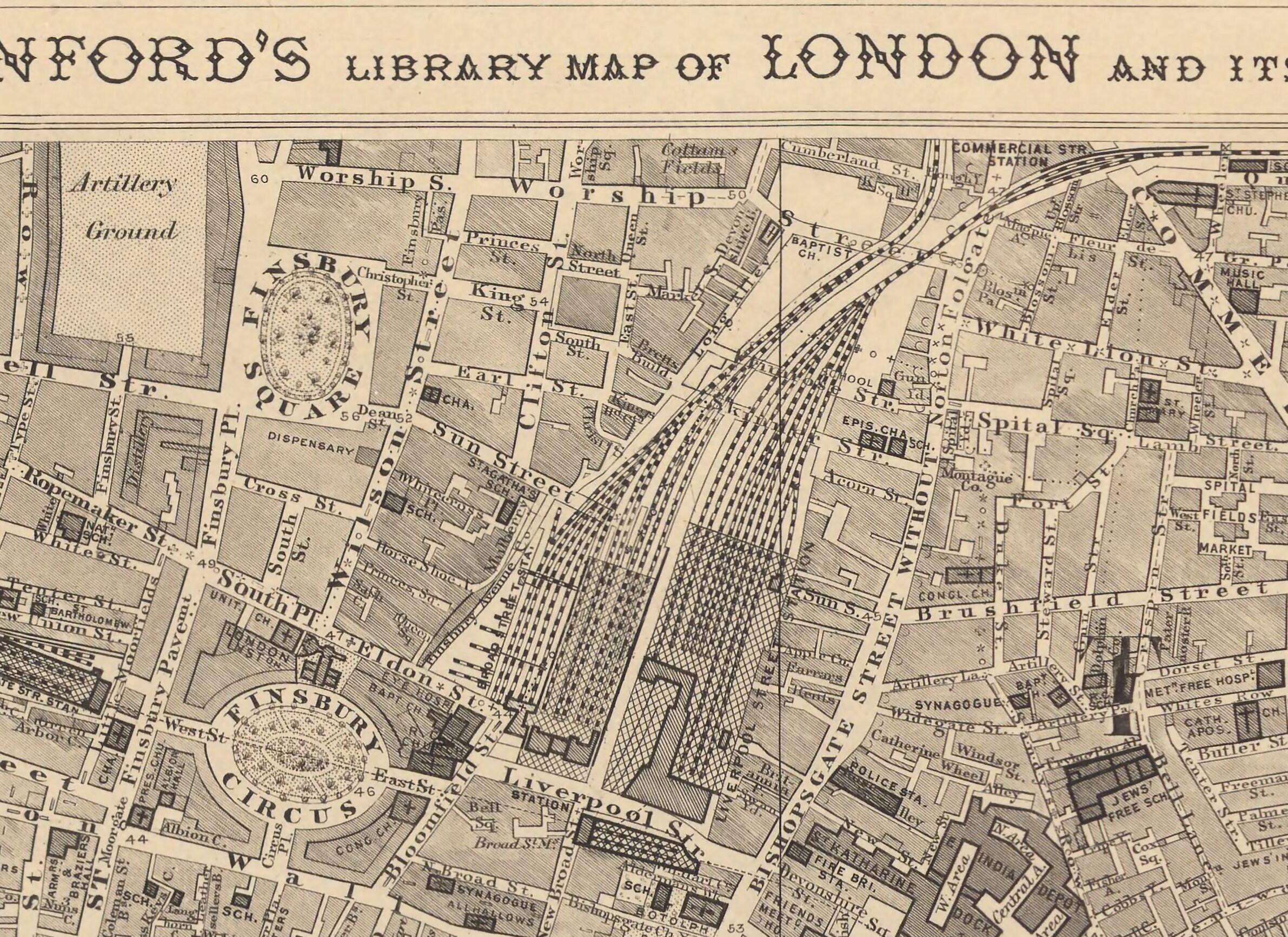 Old Map of City of London - London Bridge, St Pauls, Liverpool St, Bank ...