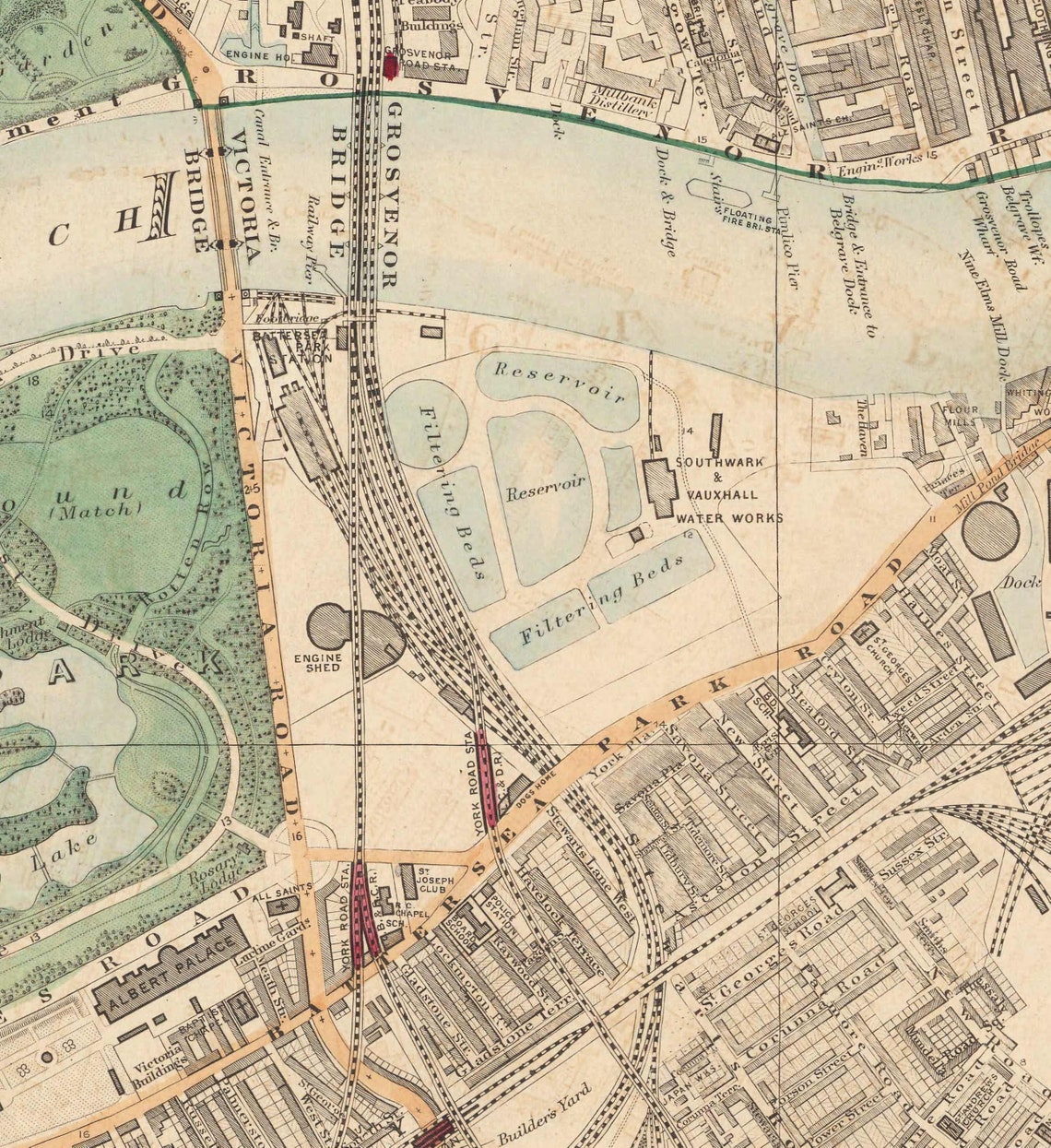 Old Map of South London in 1891 Battersea Chelsea Oval | Etsy