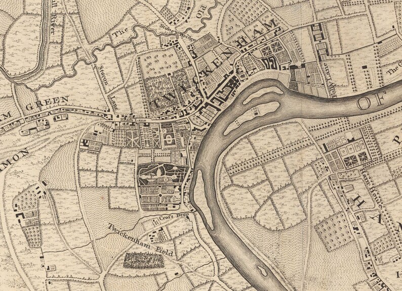 Old Map of South West London in 1746 by John Rocque - Twickenham ...