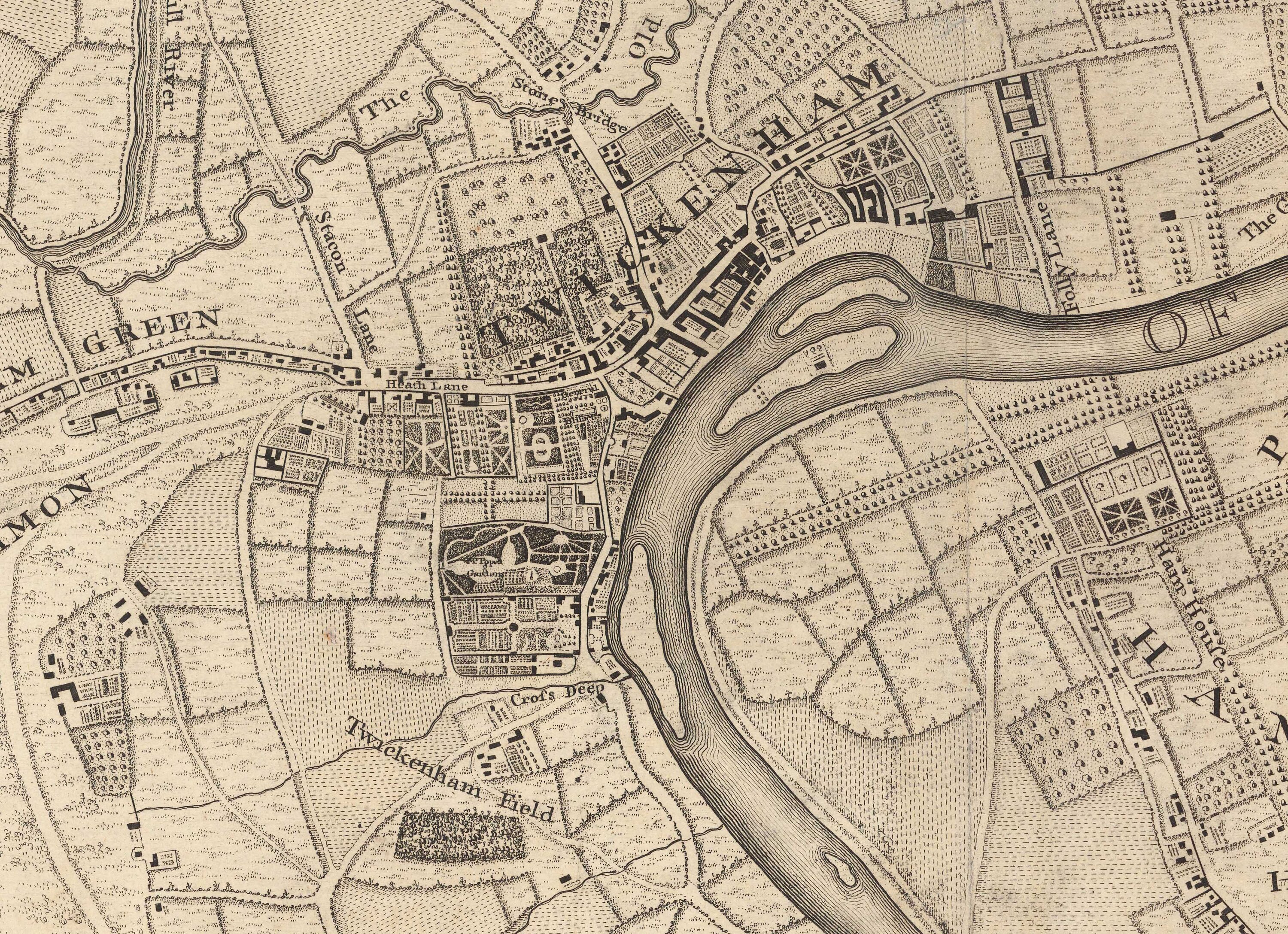 Old Map of South West London in 1746 by John Rocque - Twickenham ...