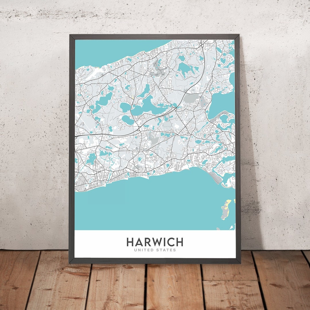 Modern City Map of Harwich, Massachusetts: Red River Beach, Saquatucket ...