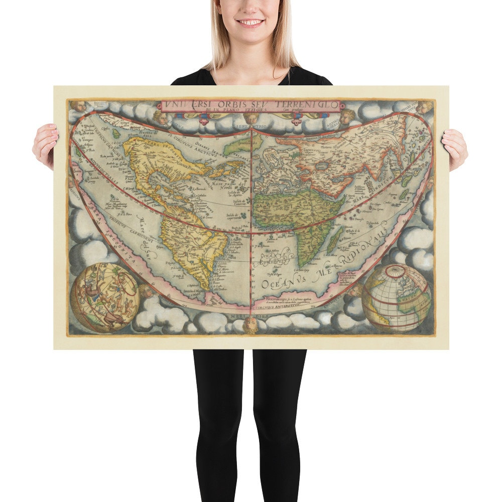 Very Old World Map, 1571 by Gerard De Jode - Cordiform Projection ...