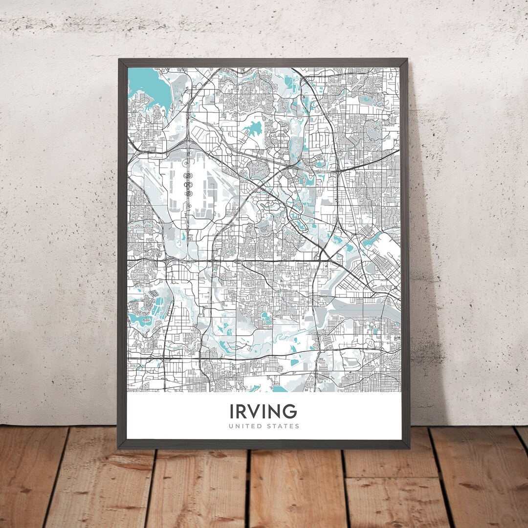 Modern City Map of Irving, TX: Las Colinas, Toyota Music Factory ...