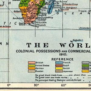 Old Colonial World Map, 1912 by Cambridge Publishing - British, French ...