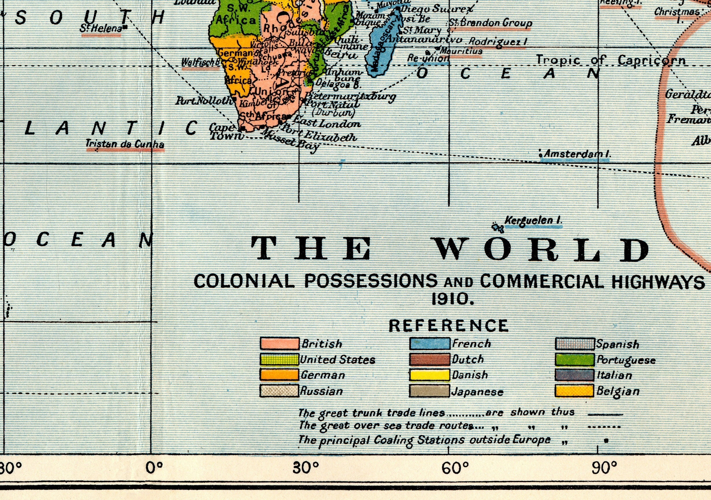 Old Colonial World Map 1912 by Cambridge Publishing - Etsy Canada