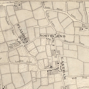 Old Map of East London in 1746 by John Rocque - Stratford, Eastham ...