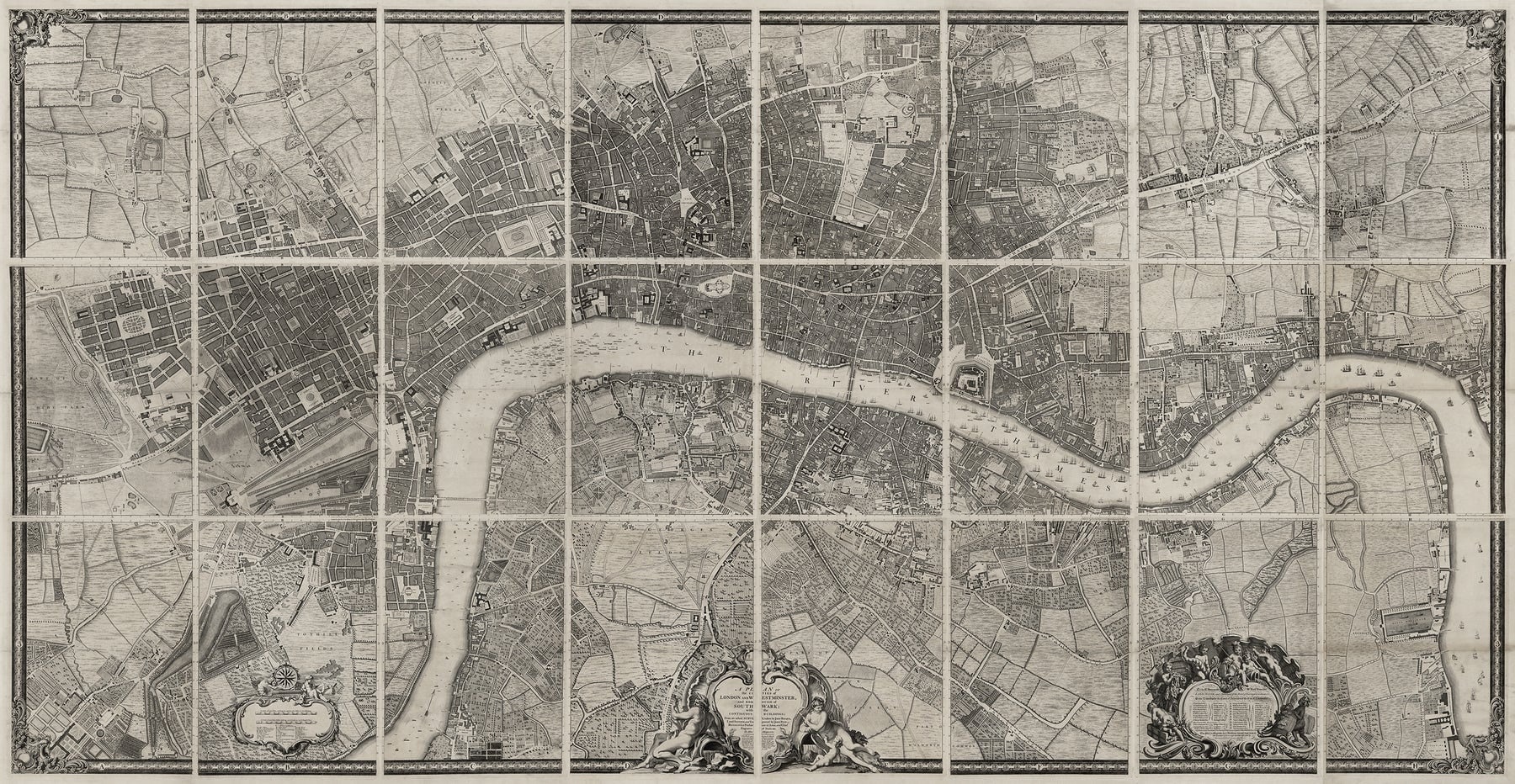 Full Map of London in 1746 by John Rocque - London, Westminster ...