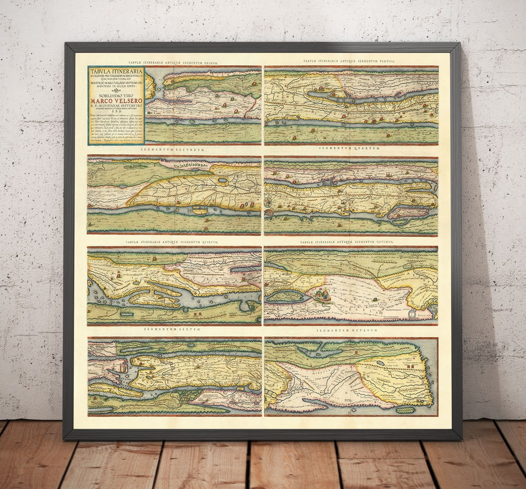 Old Map of Roman Empire Roads, 1624 by Ortelius & Peutinger - Cursus ...