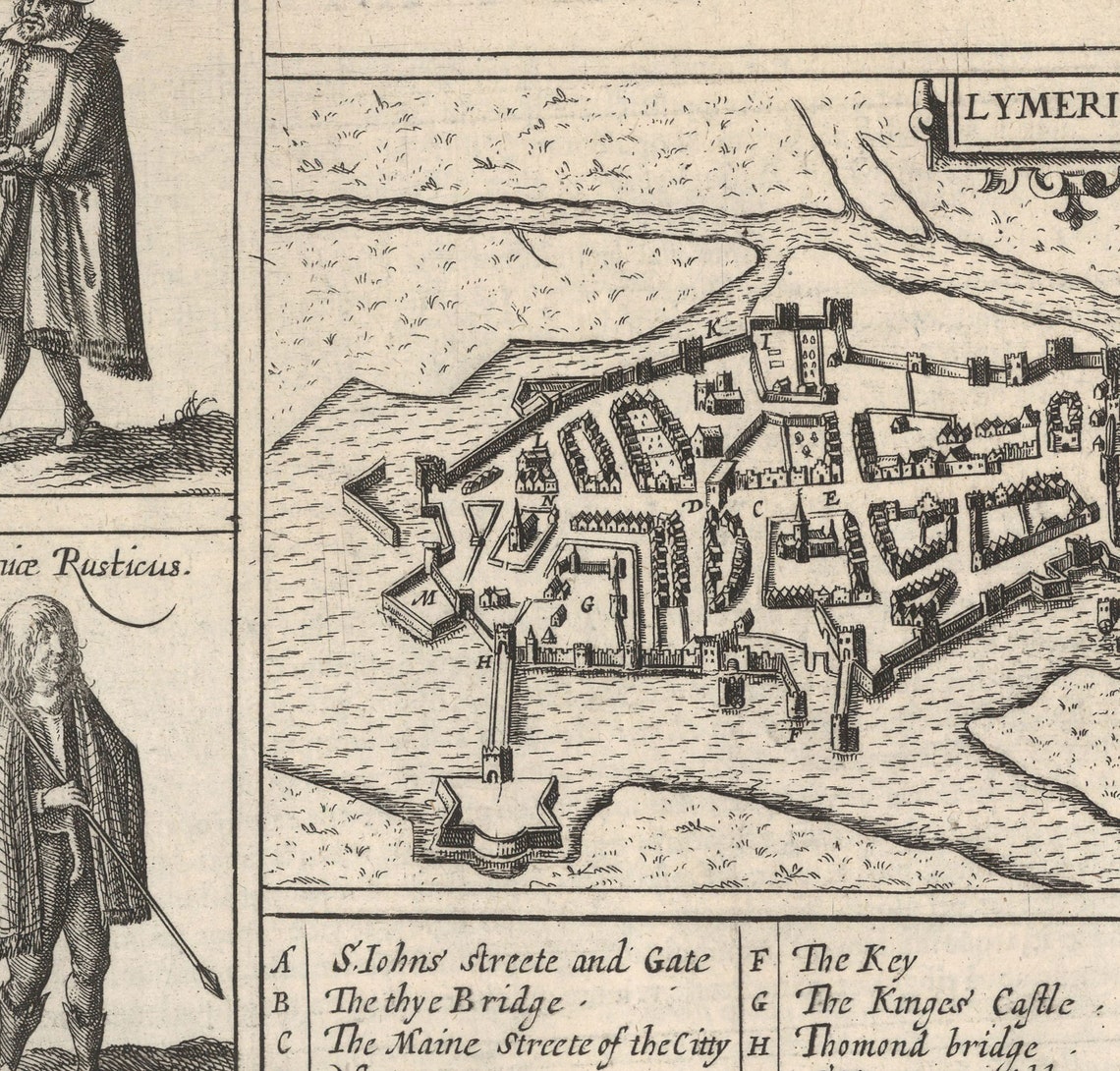 Old map of Dublin Limerick Cork and Galway in 1618 by Georg | Etsy