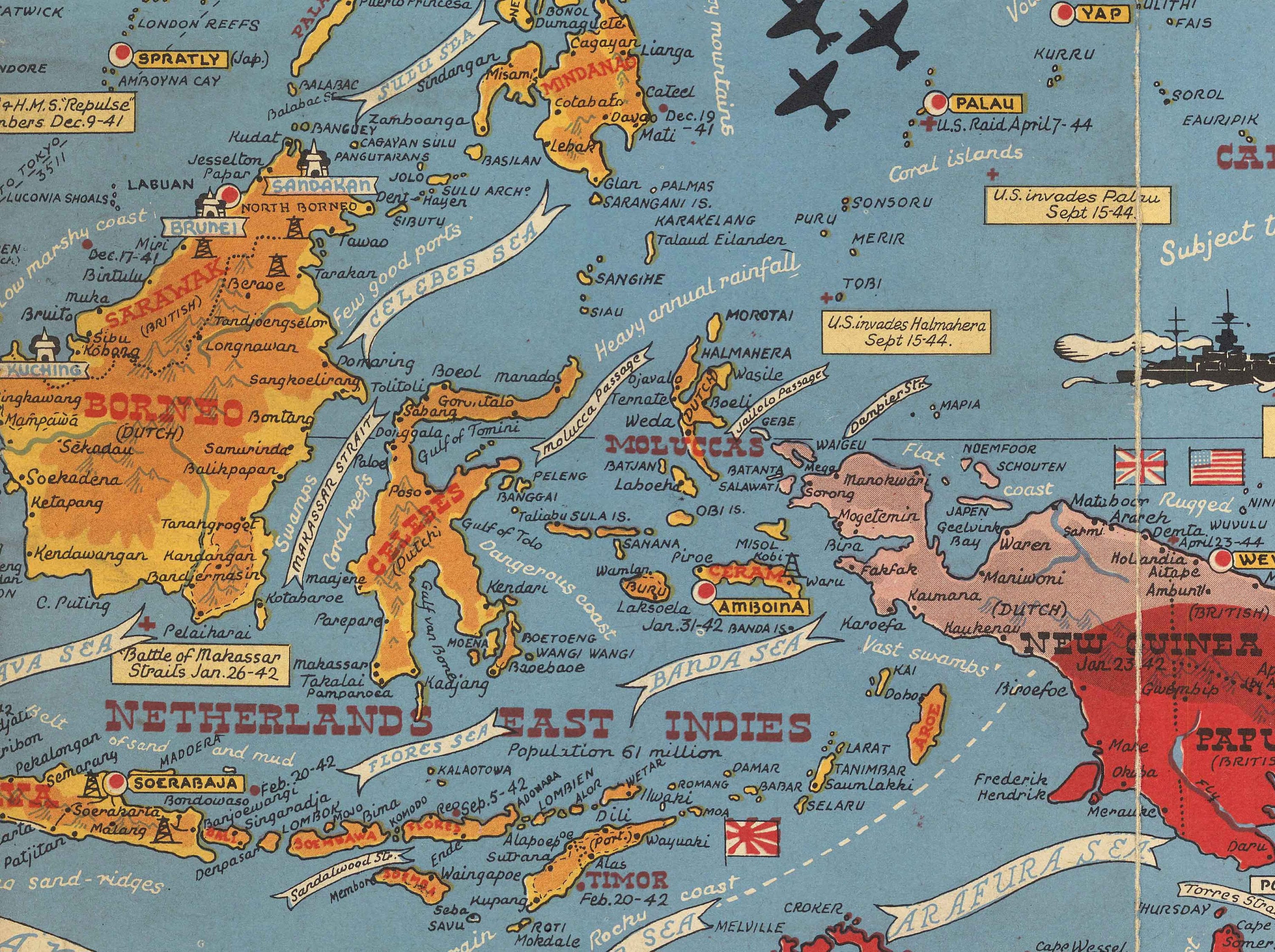 Old World War 2 Map of the Pacific and Tokyo in 1942 by - Etsy