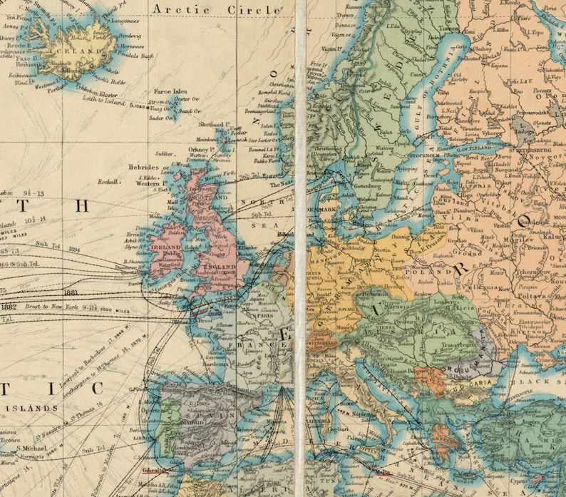 Old World Map by Stanford 1866 Masterpiece Vintage Atlas - Etsy UK