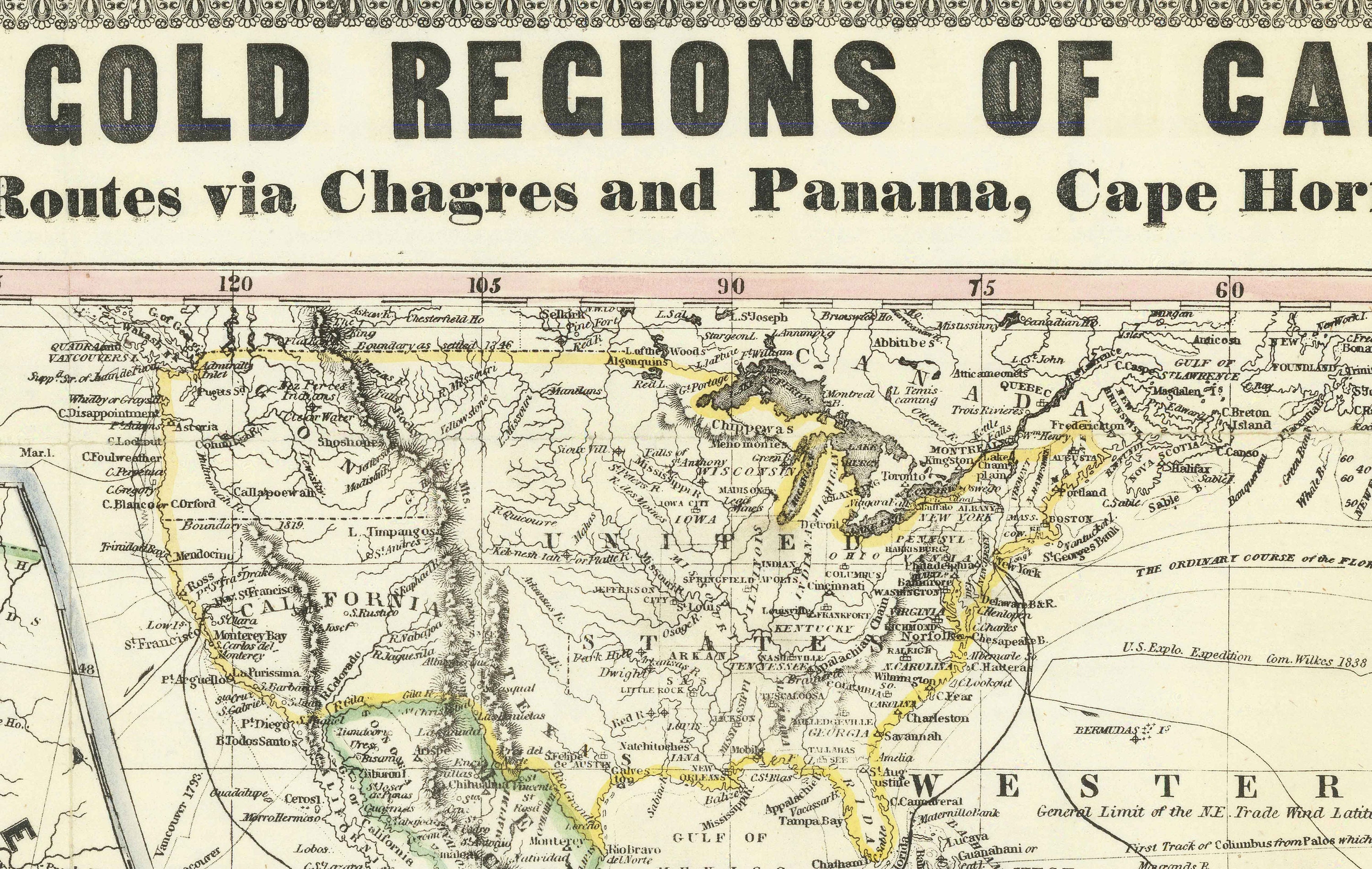 Old Map of the California Gold Rush in 1849 by Ensign & Thayer - Old ...