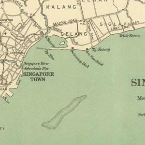 Old Map of Singapore Island, 1920 - Roads, Railway, Sembawang, Tampines ...