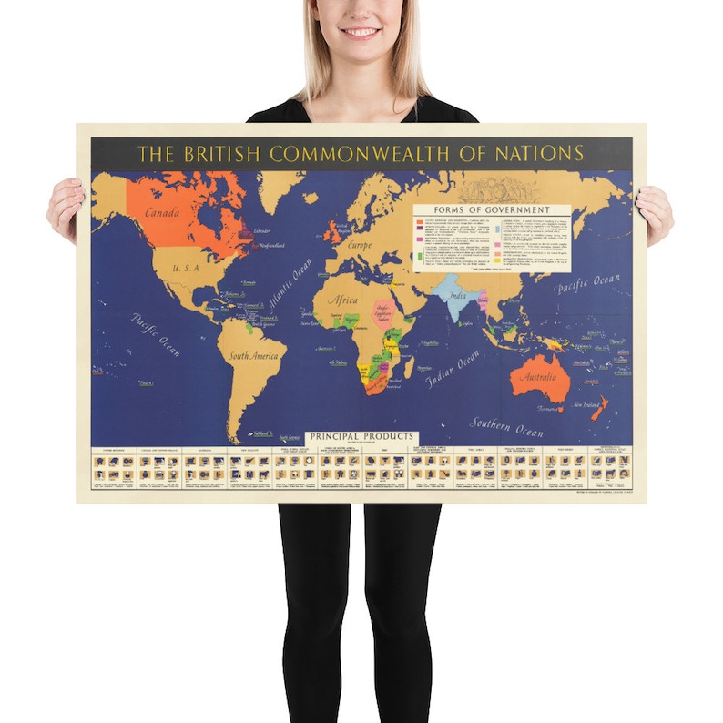 Old British Commonwealth of Nations World Map 1942 British - Etsy UK