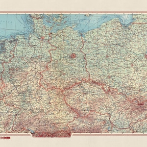 Old Map of Central Europe, 1967: Germany, Poland, Czechia, Belgium ...