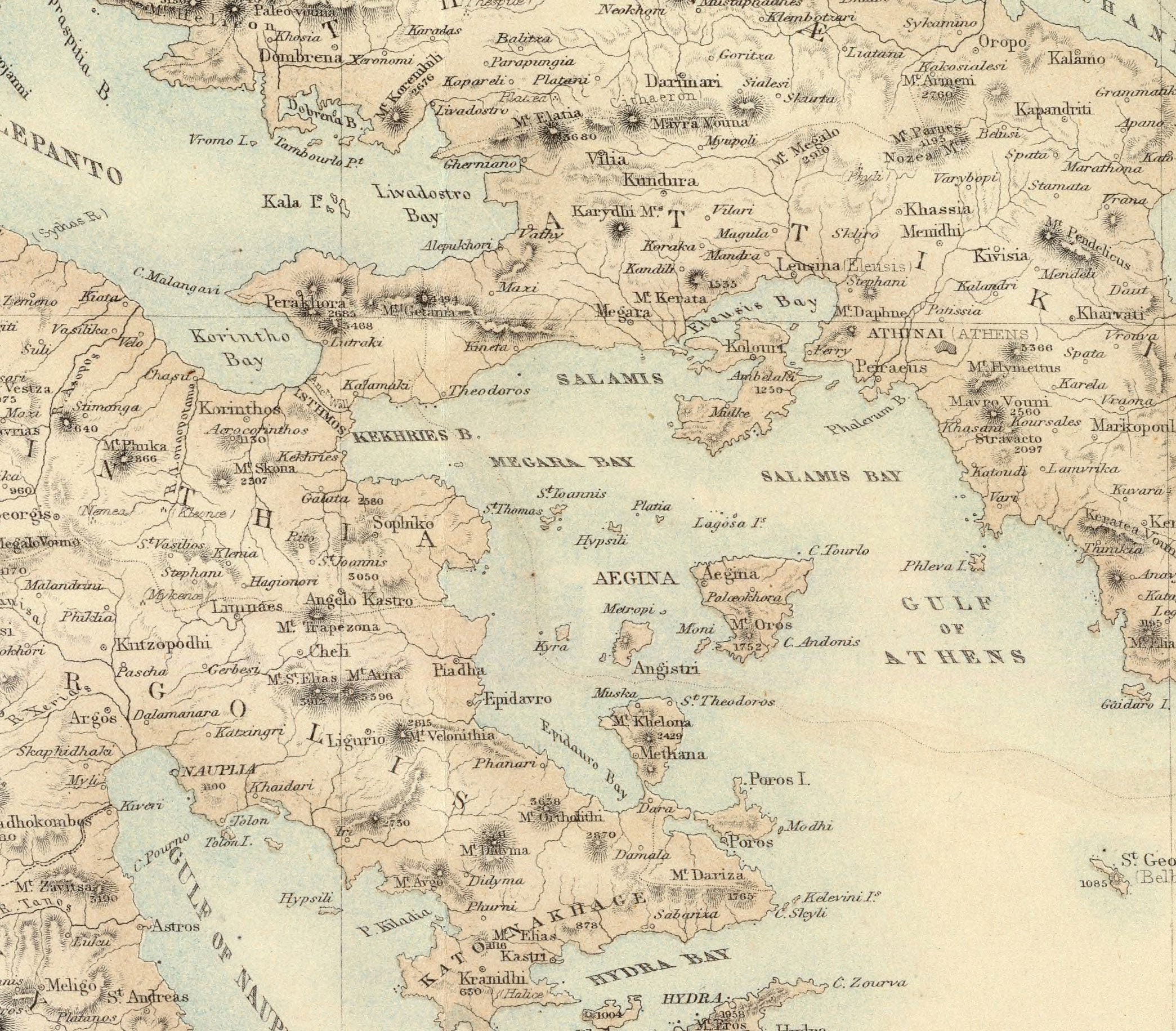 Old Map of Greece in 1872 by Archibald Fullarton - Athens, Piraeus ...