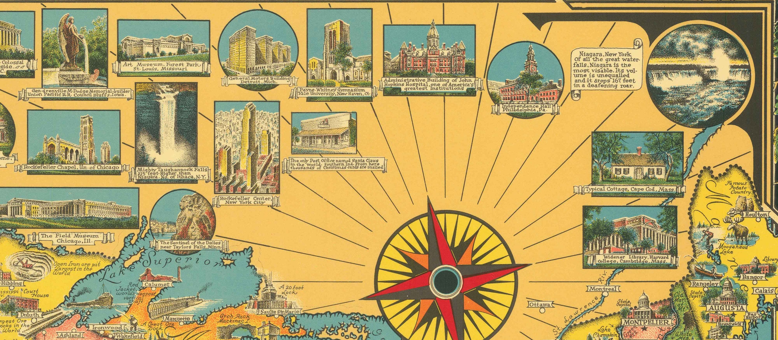 Old Pictorial Map of USA, 1941 by E. Chase - "america the Wonderland ...