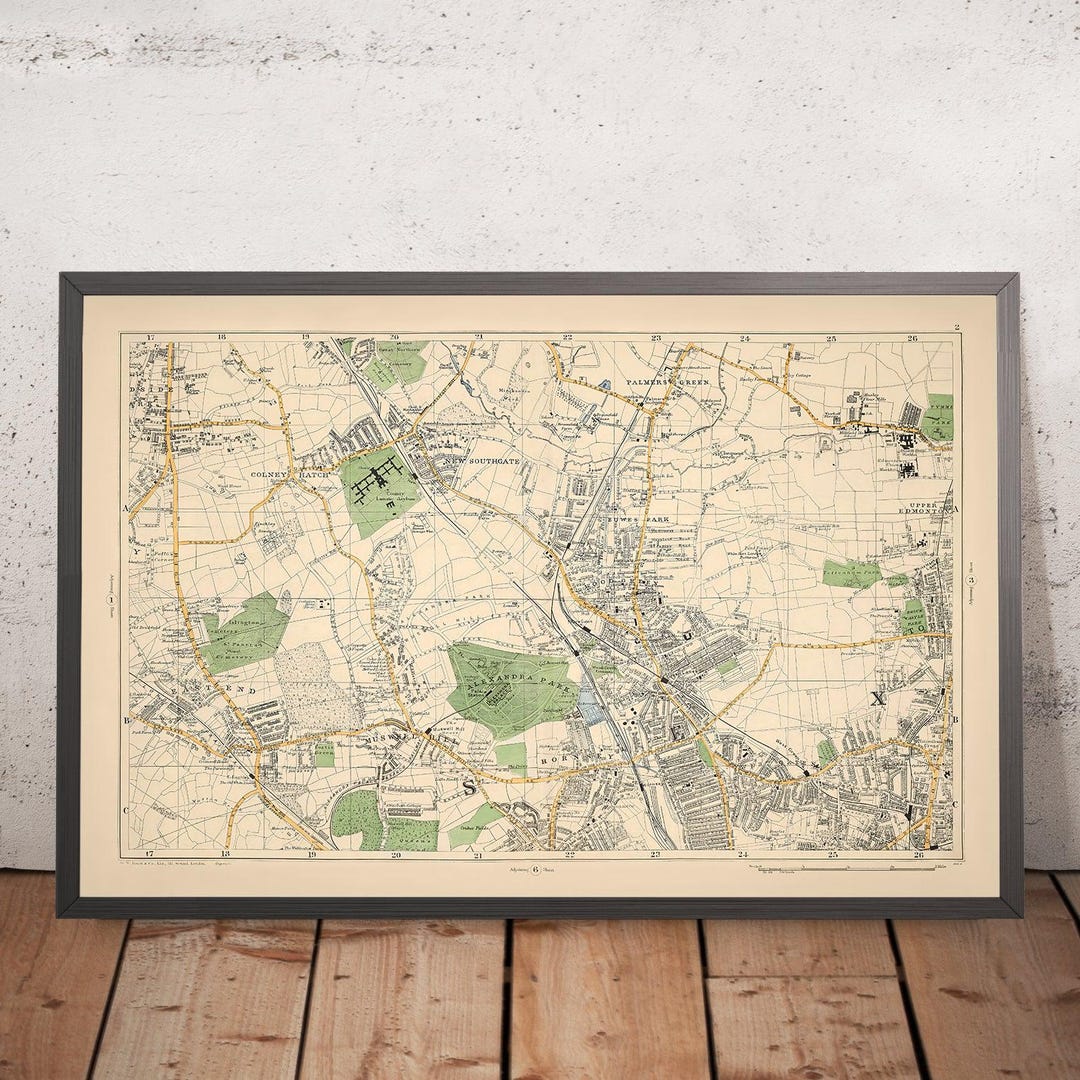 Old Map of North London by Bacon, 1900: Colney Hatch, Alexandra Park ...