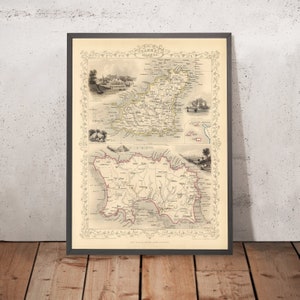 Old Map of Channel Islands (jersey and Guernsey) by Tallis & Rapkin ...