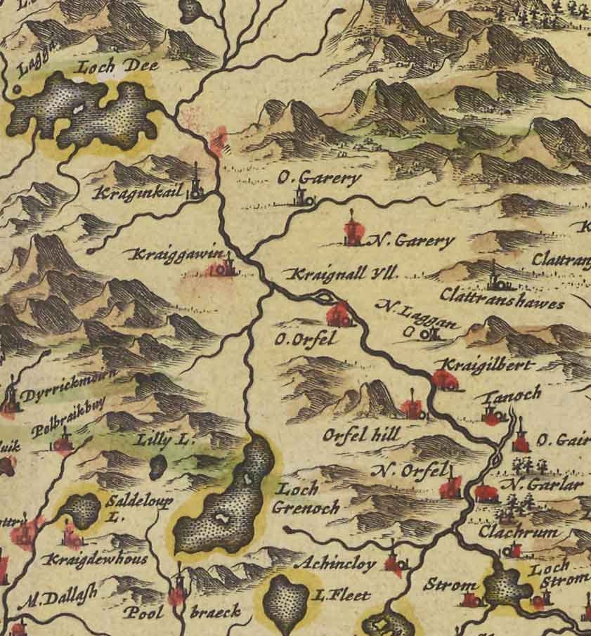 Old Map of Galloway in 1665 by Joan Blaeu - Dumfries, Glenluce, Wigtown ...