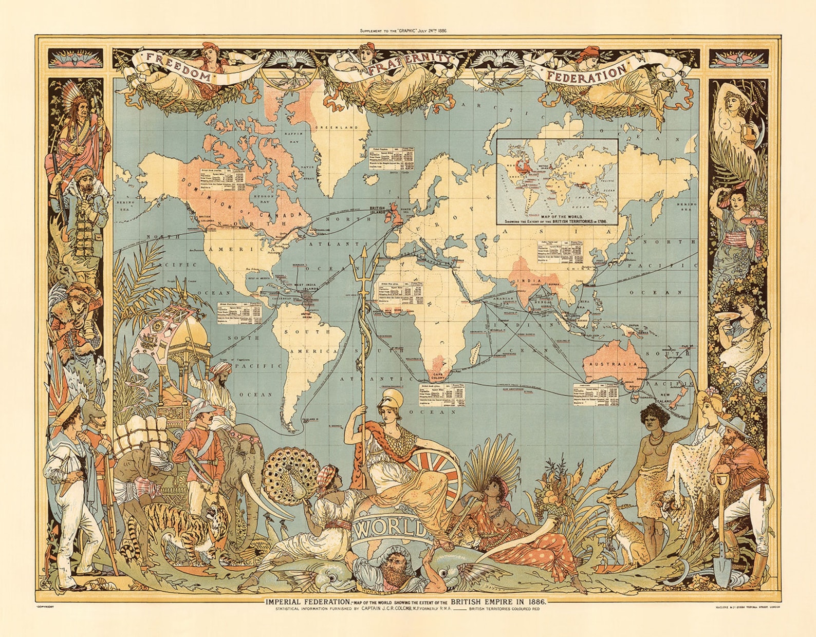 British Empire World Map, 1886 - Queen Victoria Jubilee Wall Chart by ...