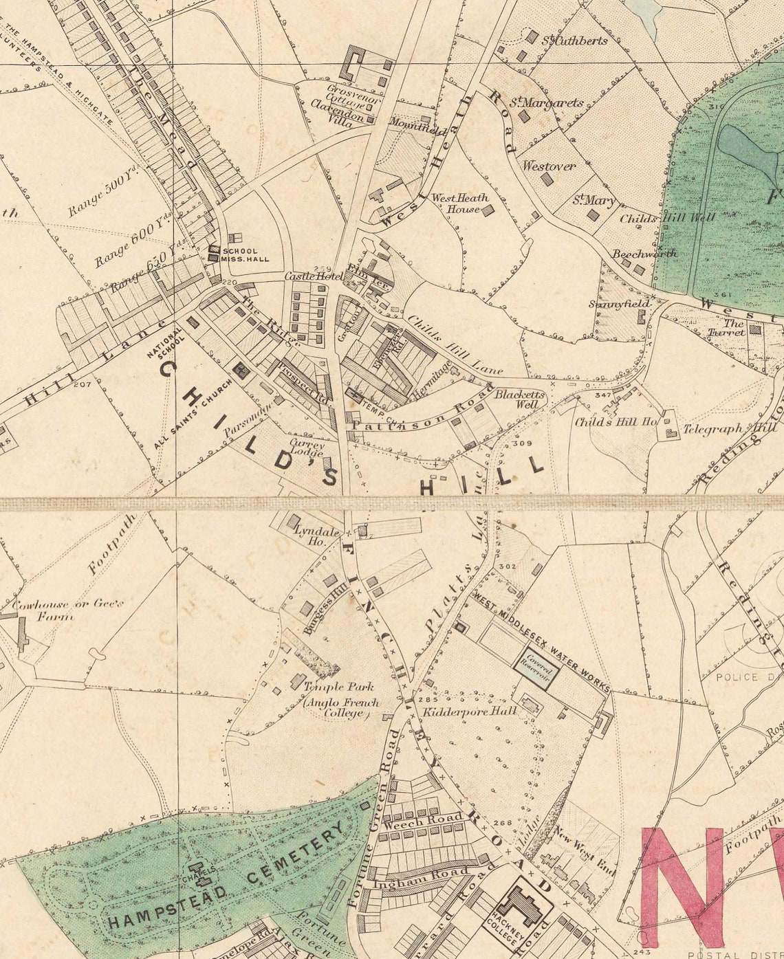 Old Map of North London 1891 Hampstead Cricklewood - Etsy UK