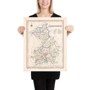 Old Map of Cambridgeshire by Samuel Lewis, 1844: Ely, Wisbech, St Ives ...