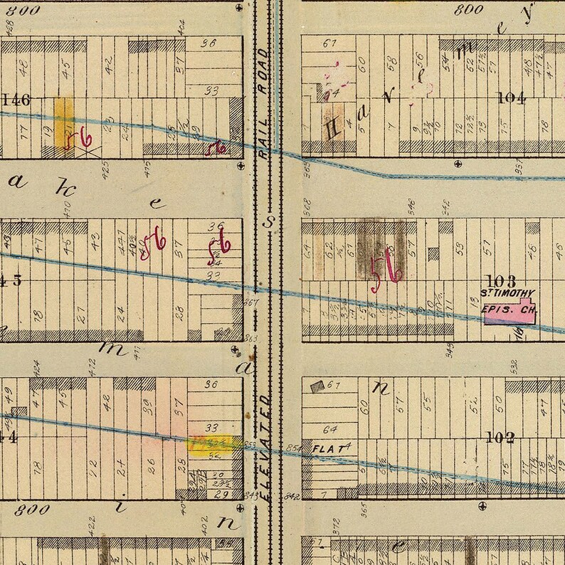 Old Map of Clinton, Ward 22, NYC, 1879: Hells Kitchen, Columbus Circle ...