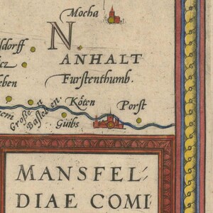 Old Map of Mansfeld District, Germany by Ortelius, 1575: Mansfeld ...