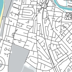 Modern Town Map of Ayr, Scotland: Town Centre, Ayr Beach, River Ayr ...