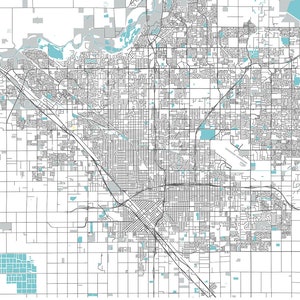 Modern City Map of Fresno, CA: Downtown, Fresno Chaffee Zoo, Woodward ...