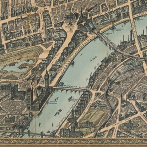 Old Birds Eye Map of London in 1892 by Charles Baker & Co - Westminster ...