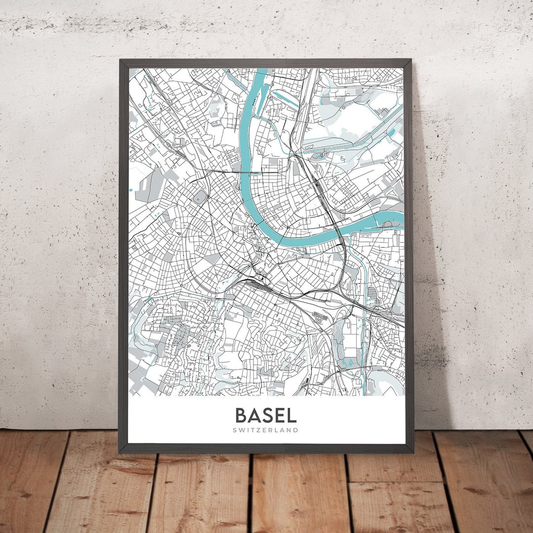 Modern City Map of Basel, Switzerland: Altstadt, Basel Cathedral, Zoo ...