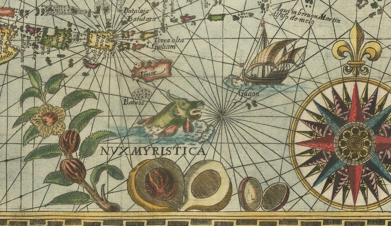 Old Spice Map of Southeast Asia, 1598 by Wolfe - Dutch East Indies ...