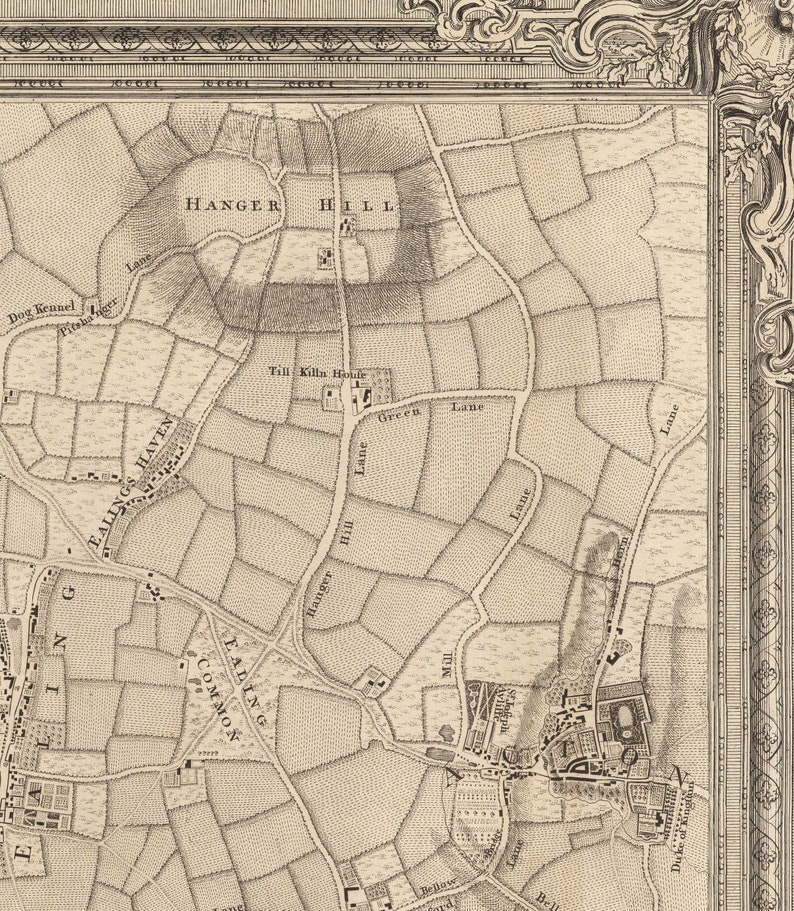 Old Map of West London in 1746 by John Rocque - Brentford, Ealing ...