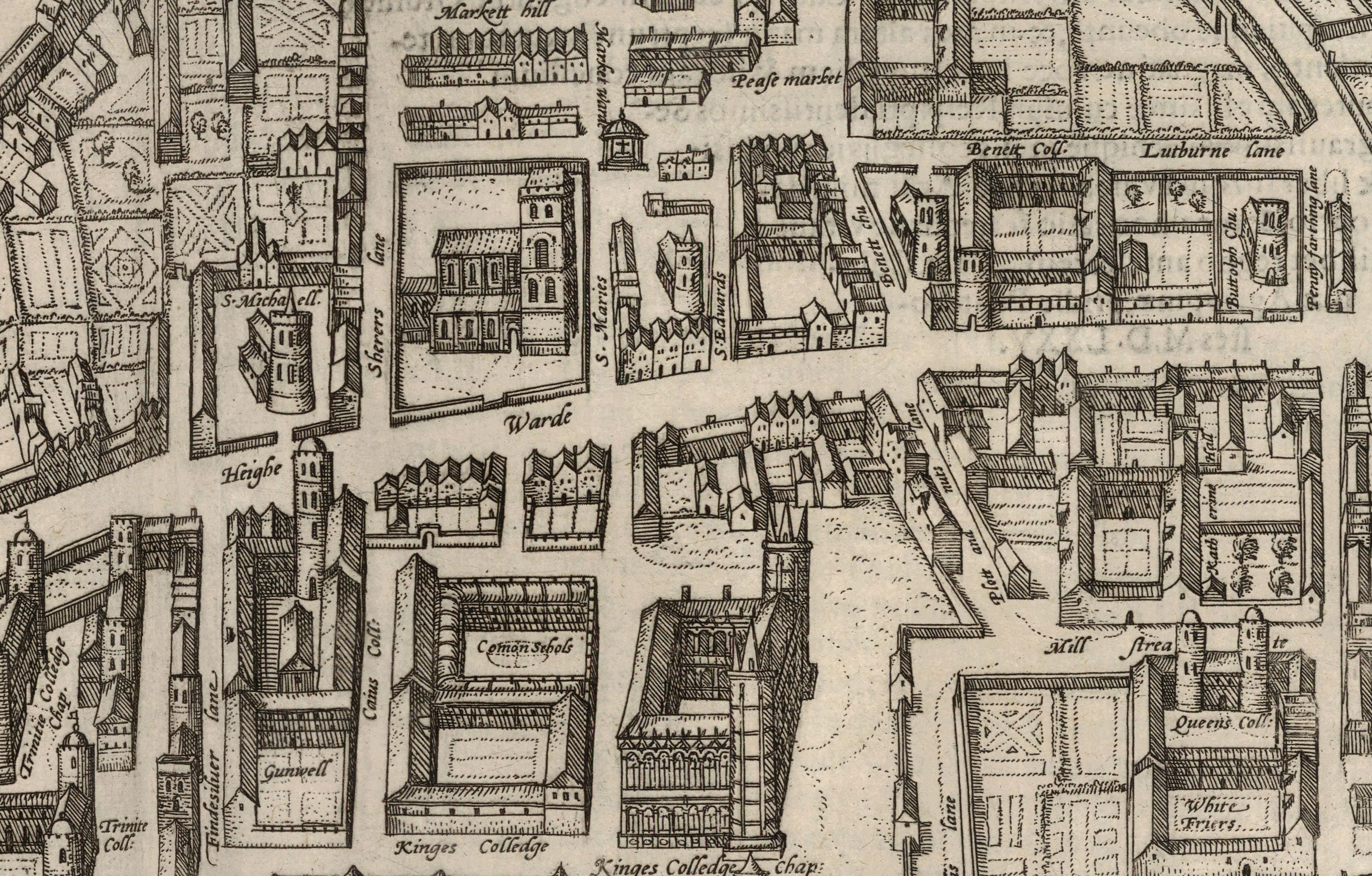 Old Map of Cambridge and University Colleges 1575 by Braun - Etsy UK