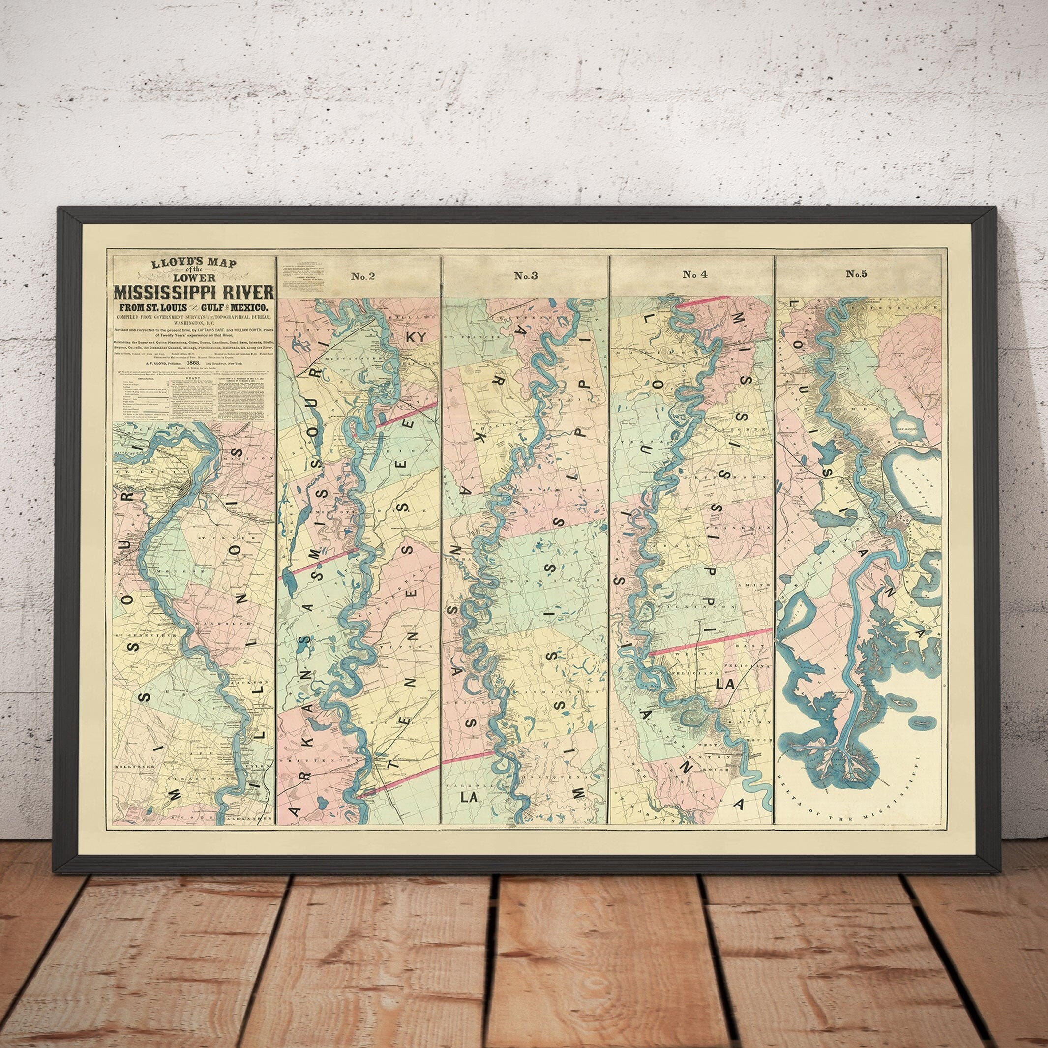 Old Map of the Mississippi River 1863 by JT Floyd Strip Map - Etsy