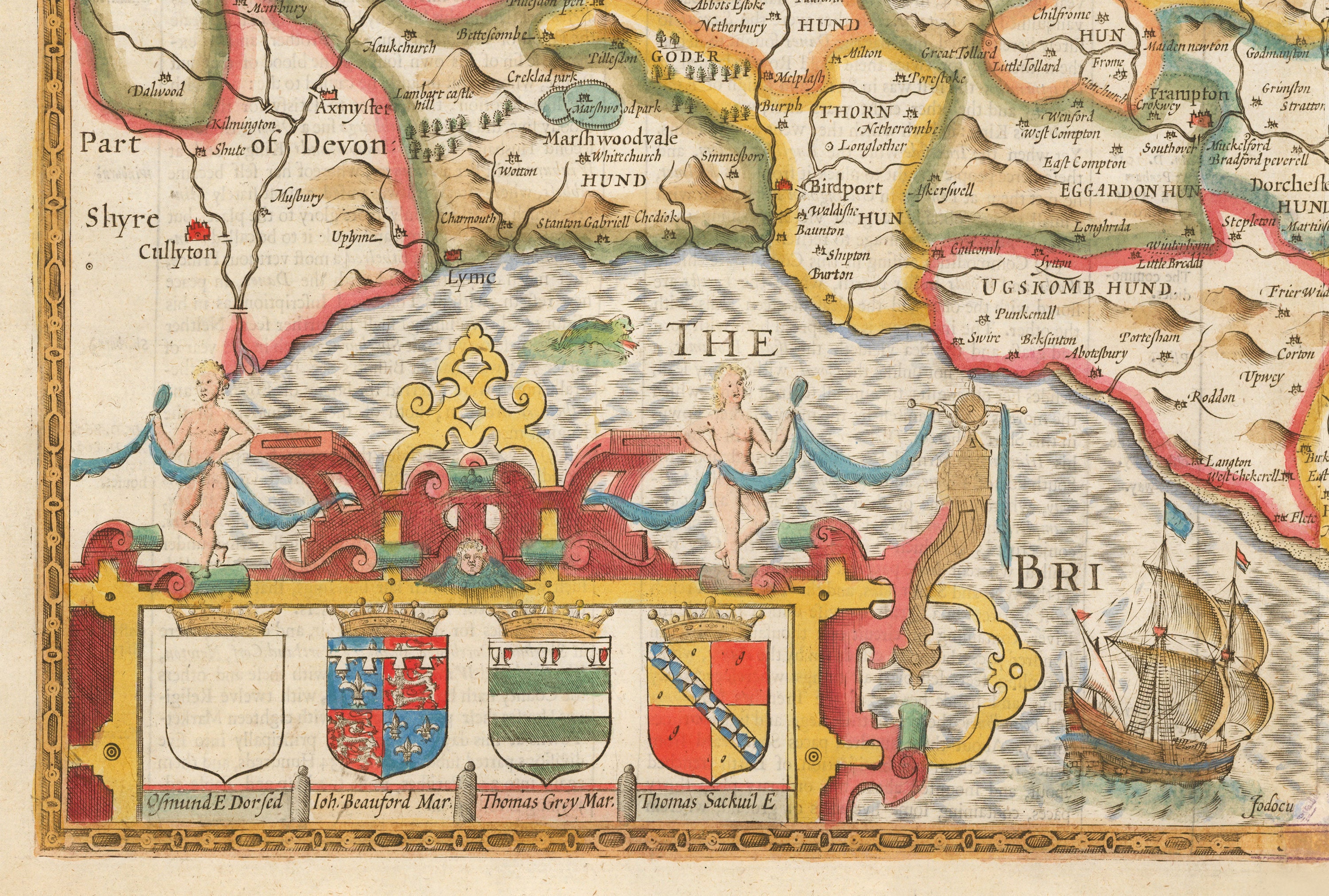 Old Map of Dorset in 1611 by John Speed - Poole, Weymouth, Dorchester ...