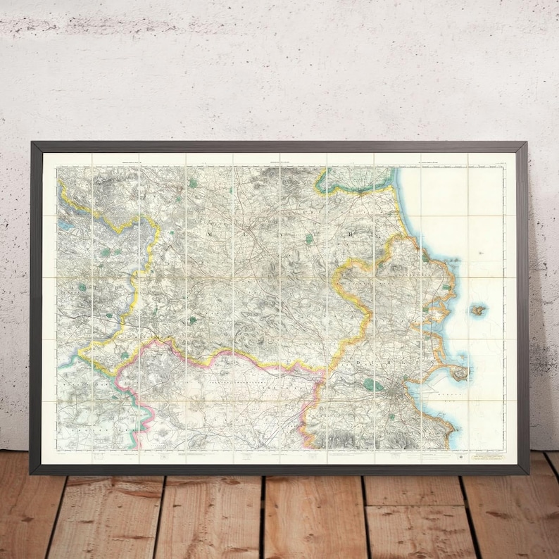 Large Old Map of Dublin & Suburbs, 1868: Meath, Clane, Rathdown ...