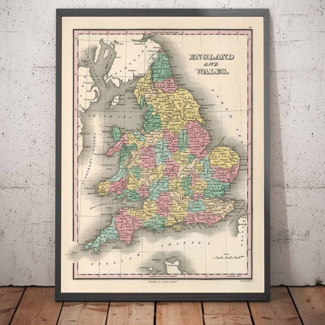 Old Map of Counties in England & Wales, 1827 - Historic County Map ...