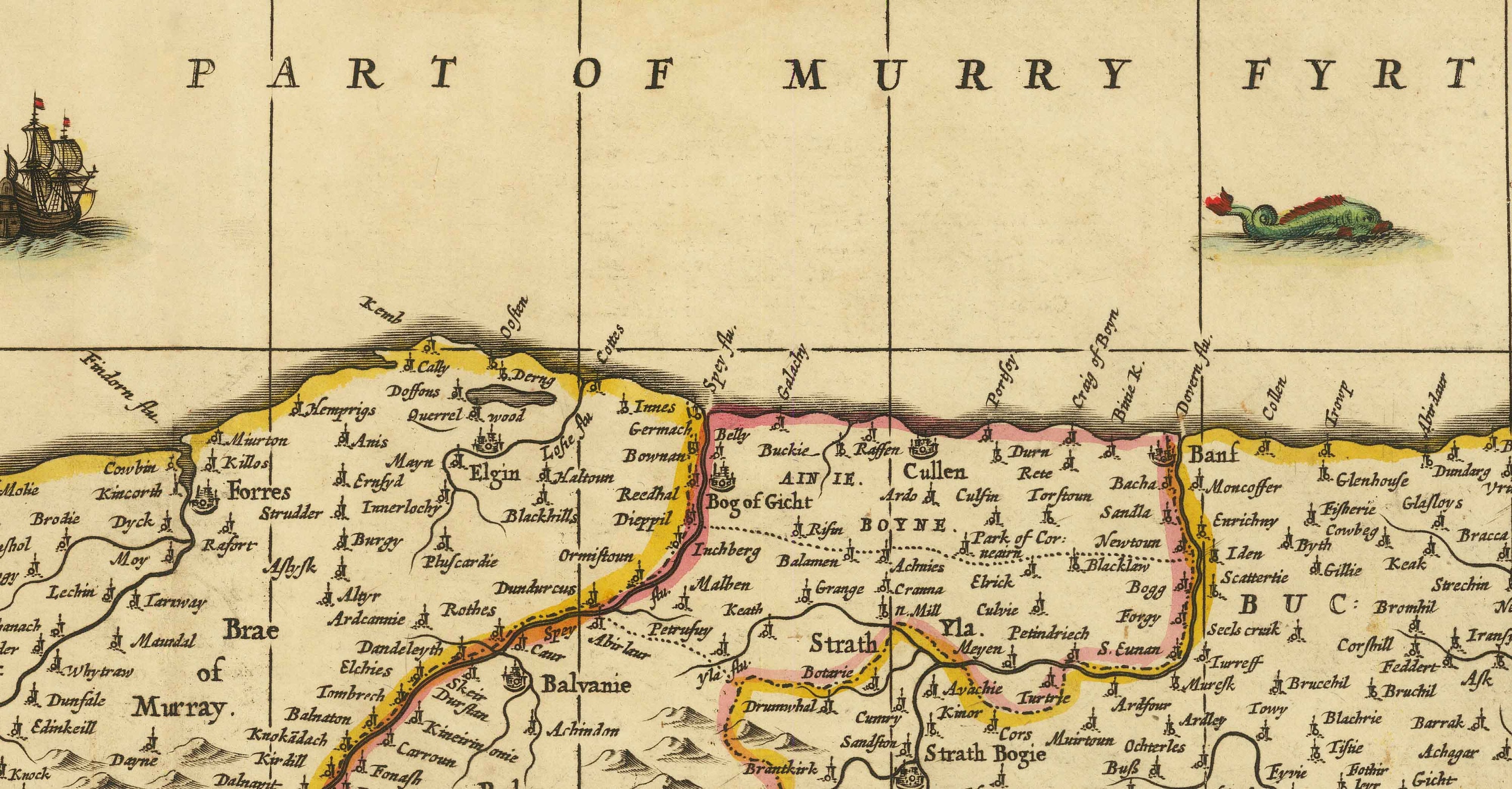 Old Map of Aberdeen, Inverness, Moray & Angus, 1690 - Dundee, Perth ...