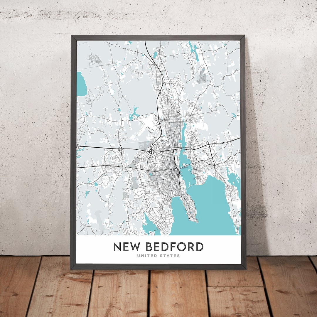 Modern City Map of New Bedford, MA: Downtown, North End, West End ...