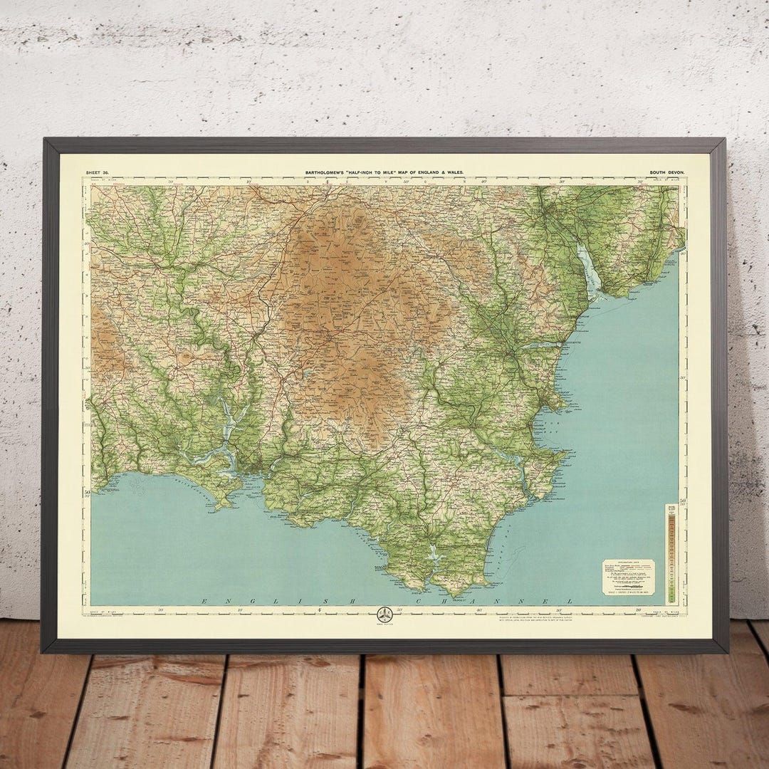 Old OS Map of South Devon by Bartholomew, 1901: Exeter, Torquay ...