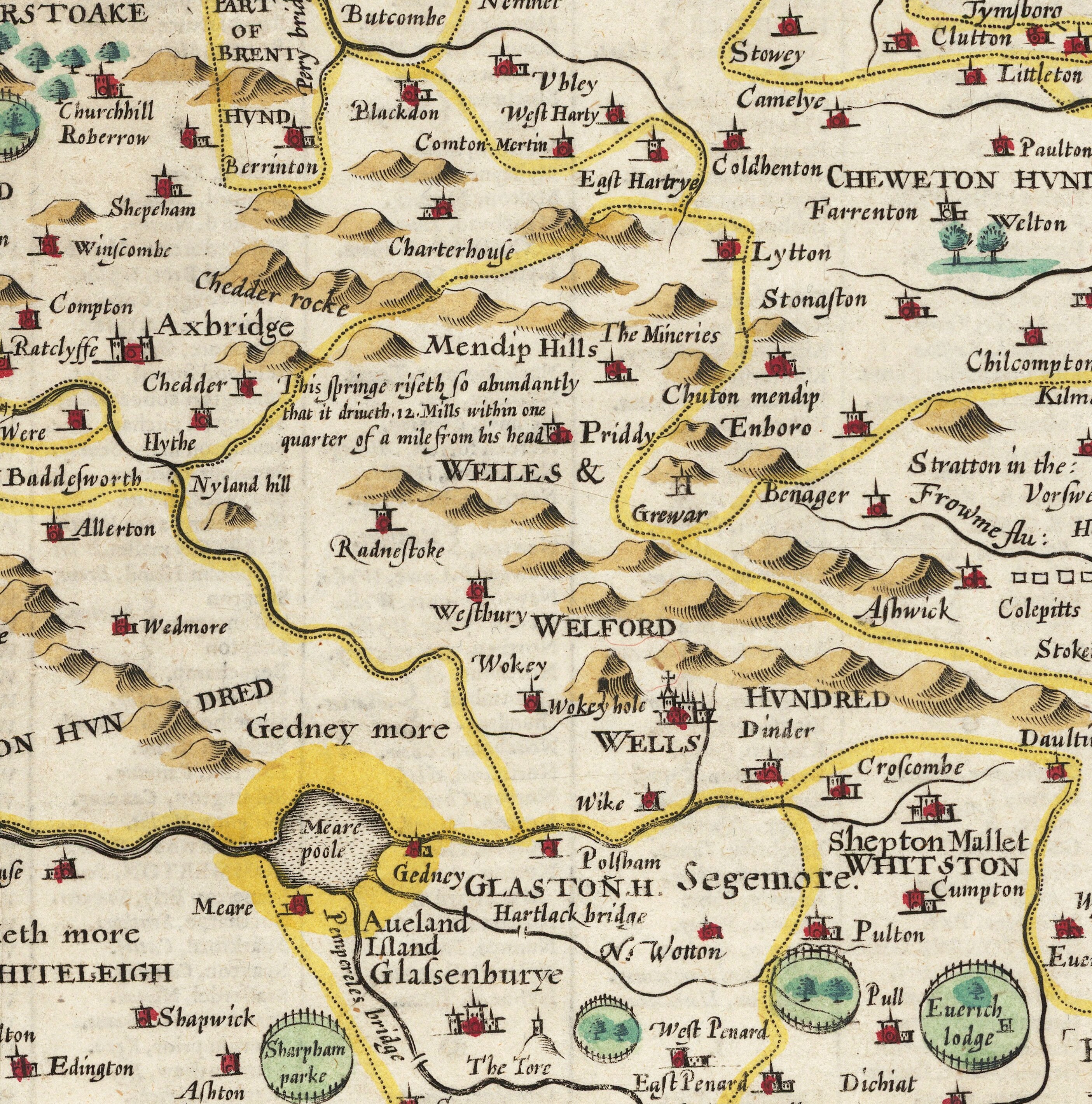 Old Map of Somerset in 1611 by John Speed - Bath, Portishead, Weston ...