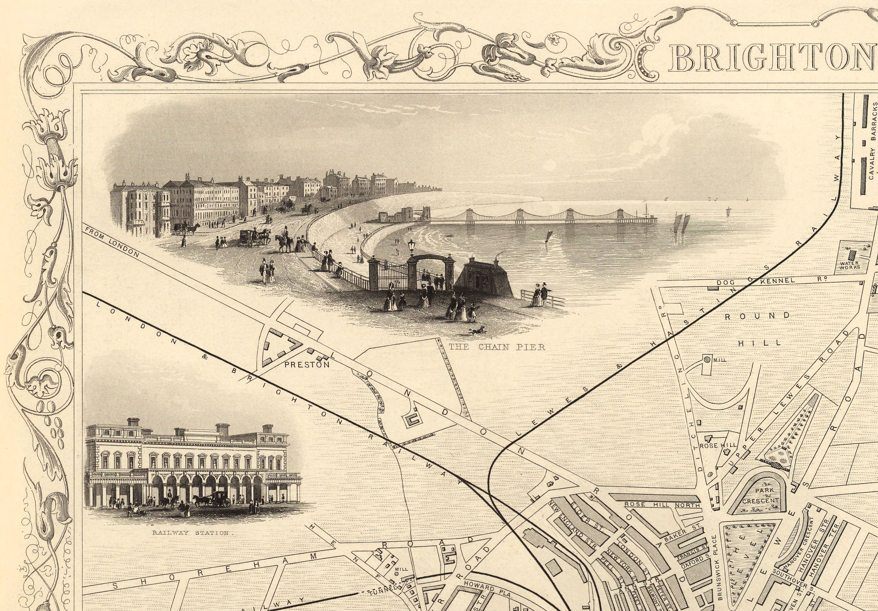 Old Map of Brighton in 1851 by J. & F. Tallis Lanes Pier - Etsy UK